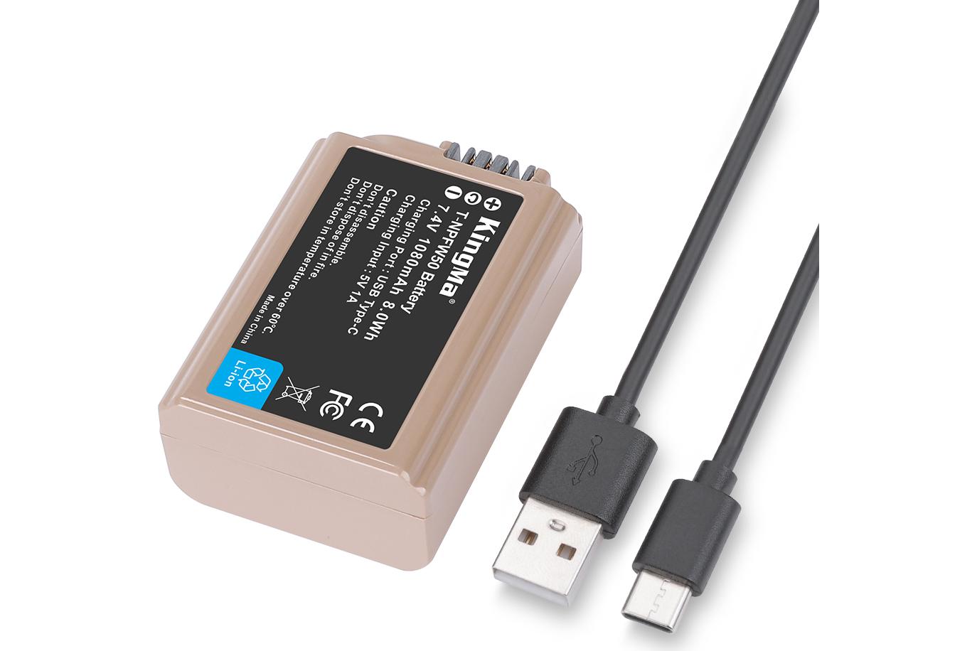 Акумуляторна батарея Sony NP-FW50 (KingMa) з Type-С кабелем для Alpha ...